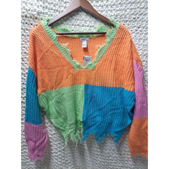 Rue21 | Sweaters | Rue2 Neon Vneck Sweater | Poshmark